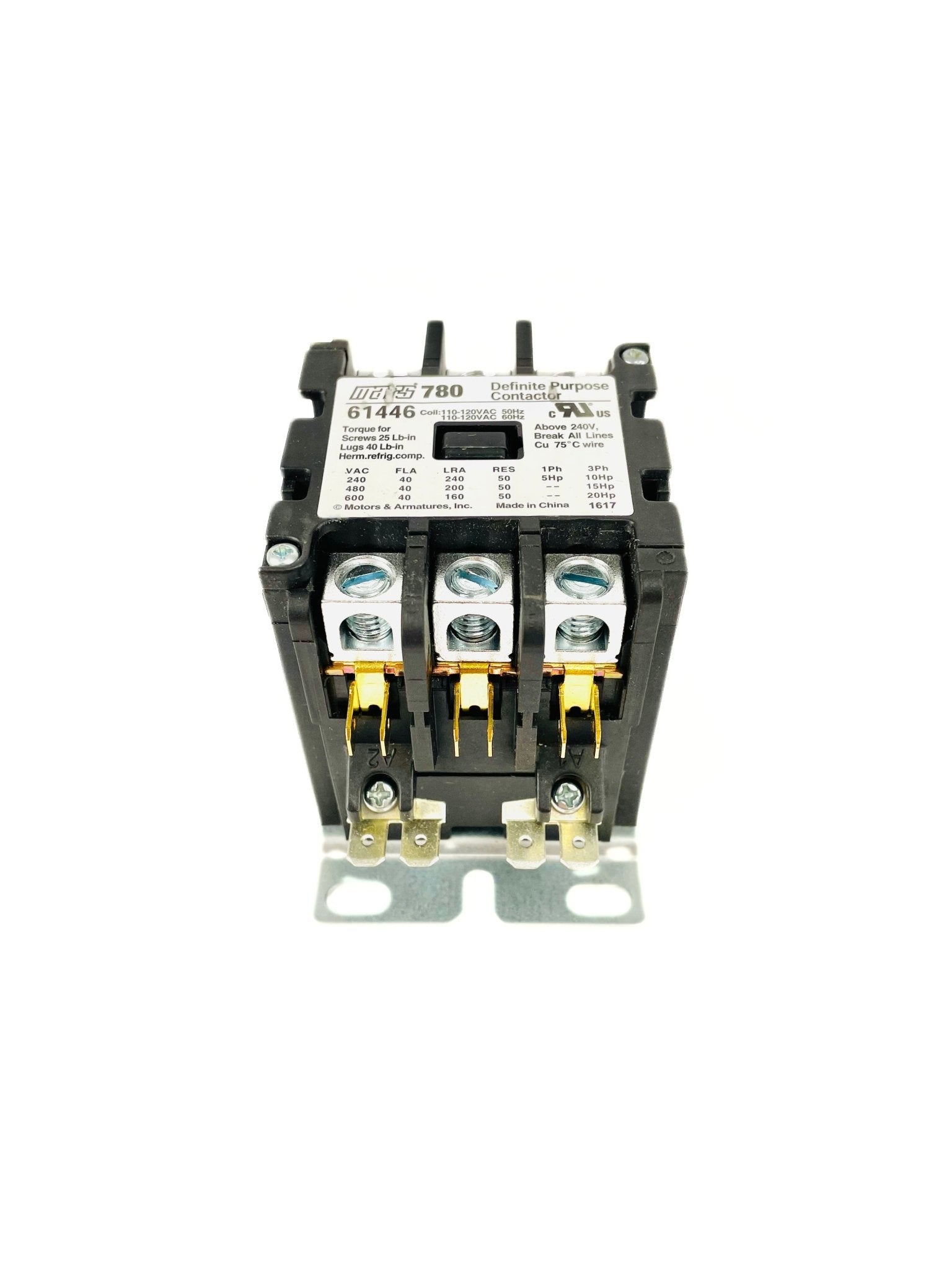 Mars 3 Pole 40 Amp 120V Definite Purpose Contactor 61446